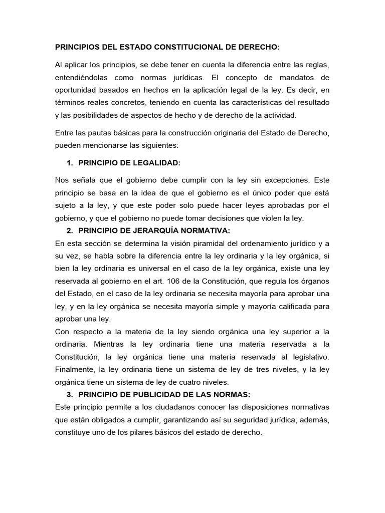 Principios Del Estado Constitucional de Derecho | PDF | Constitución ...