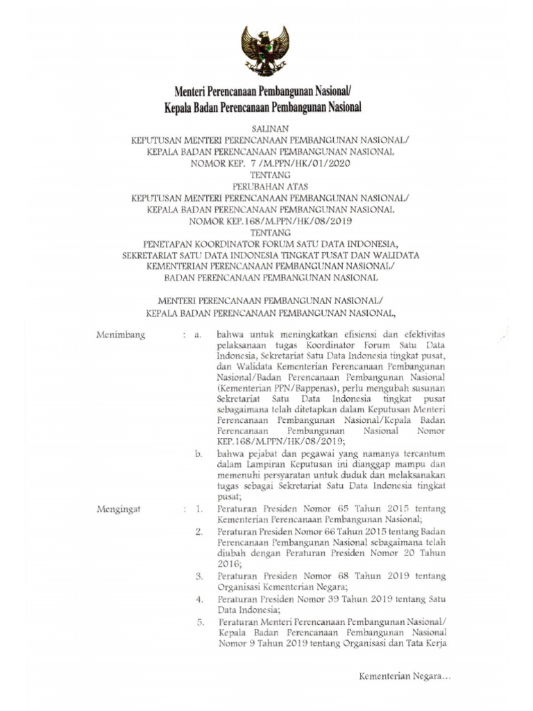 KEP MENPAN RB No. 7 Tahun 2020 (Perumahan KEPMEN PANRB) | PDF