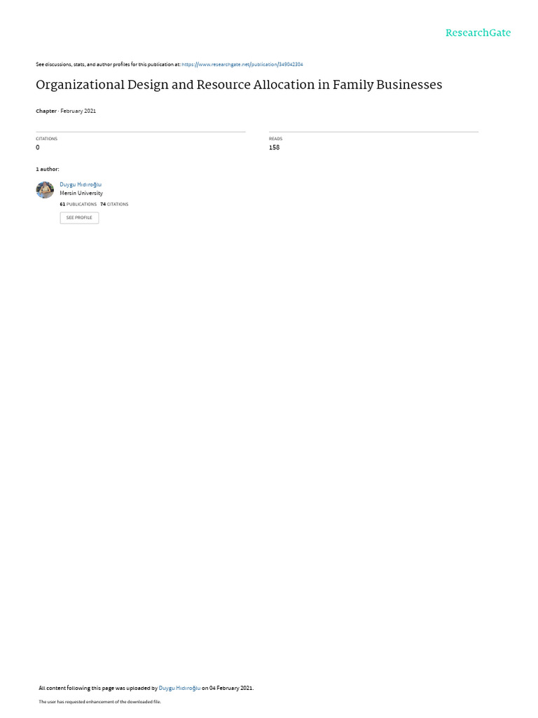 Organizational Design and Resource Allocation in Family | PDF