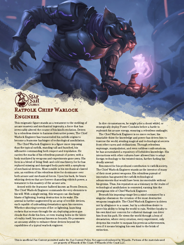 Ratfolk Chief Warlock Engineer | PDF | Fires