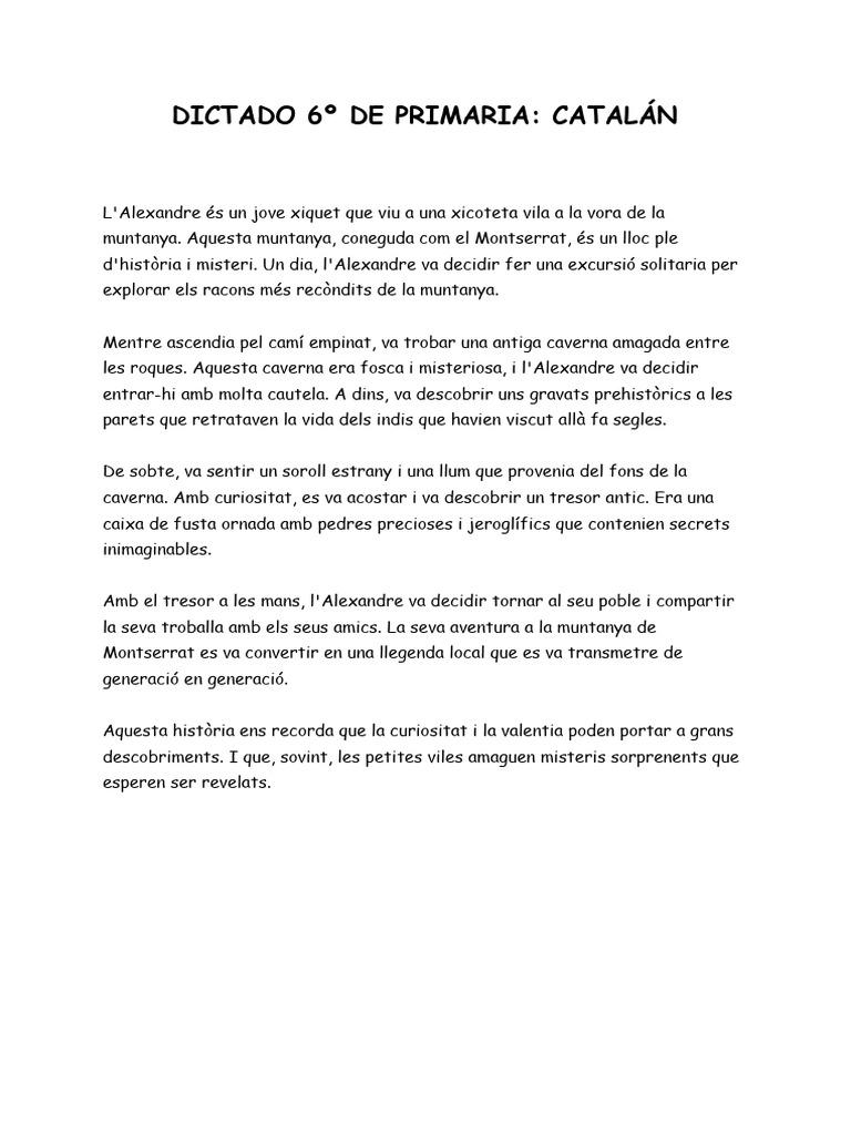 DICTADO 6o DE PRIMARIA - CATALAN | PDF
