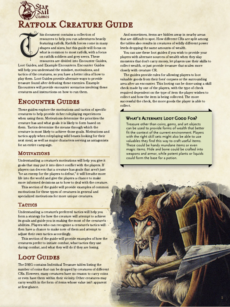 Creature Guide - Ratfolk | PDF | Motivation | Motivational