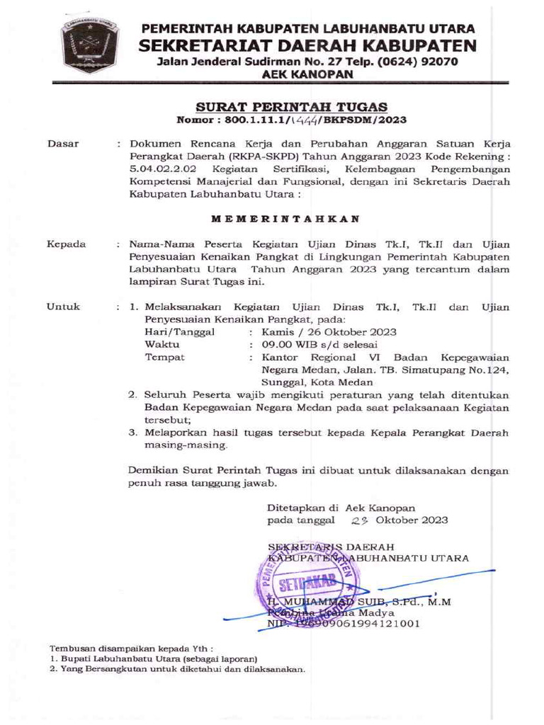 SPT Peserta Ujian Dinas Dan Ujian Pi Fix-Eae1a4061704175411 | PDF