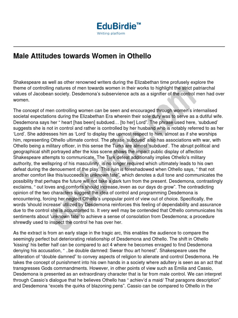 Male Attitudes Towards Women in Othello | PDF | Othello | Iago