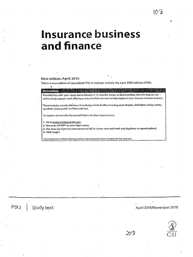 Insurance Business & Finance - 103 | PDF