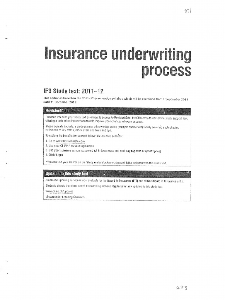 Insurance, Underwriting Process - 101 | PDF