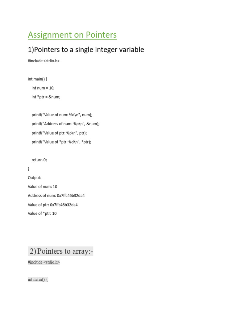 Assignment On Pointers Pdf 