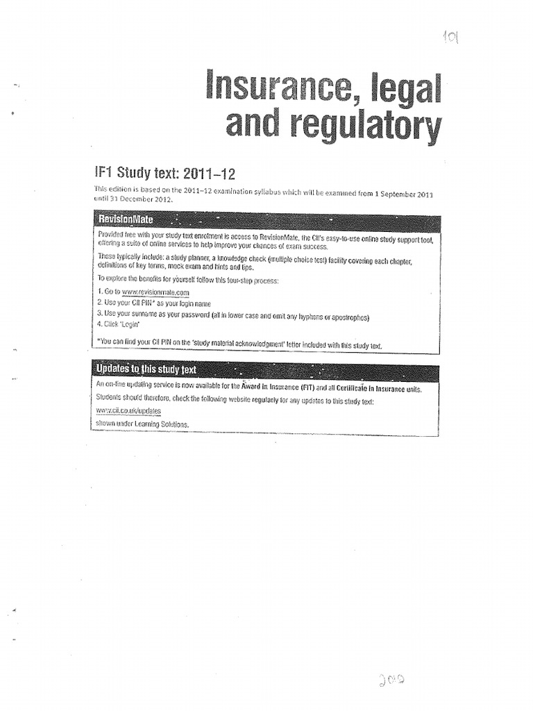 Insurance, Legal & Regulatory - 101 | PDF