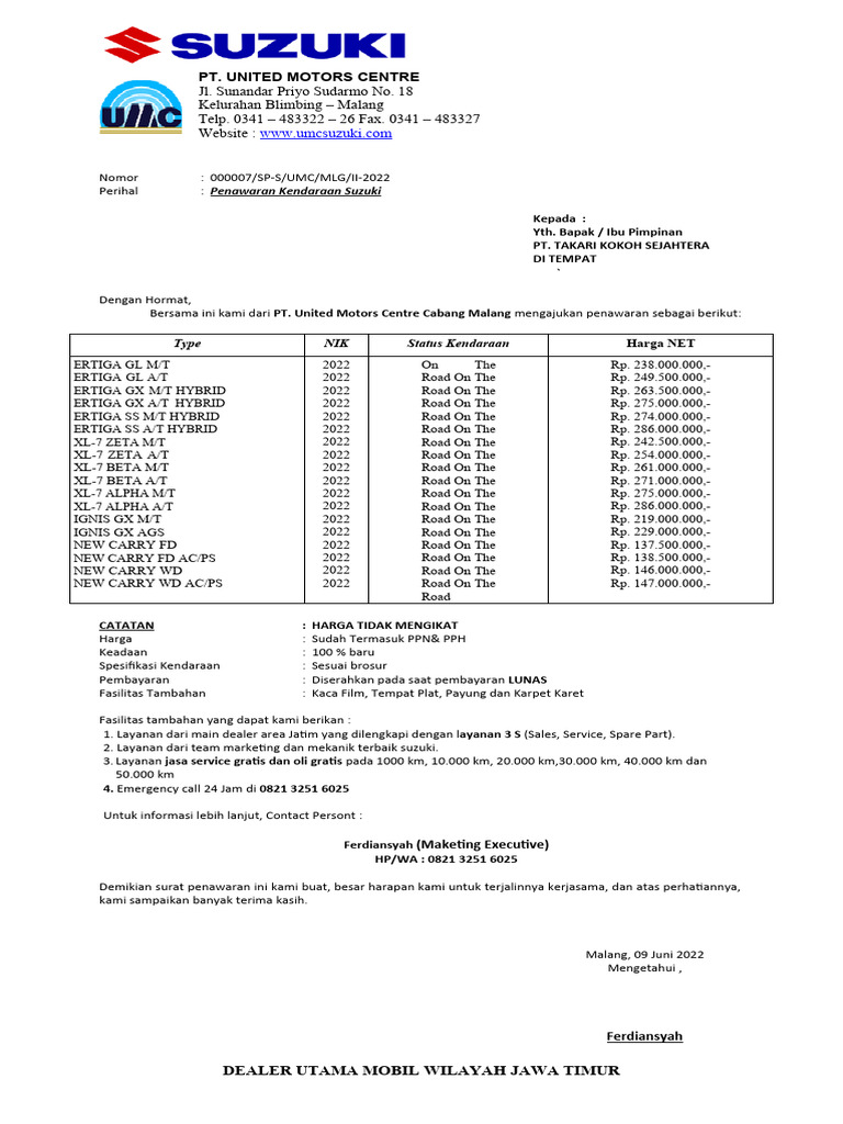 Penawaran Pt. Takari Kokoh Sejahtera-1 | PDF