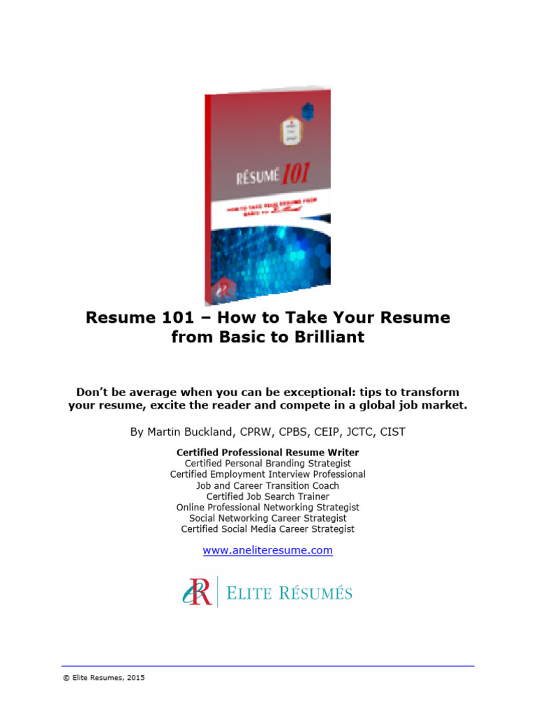Resume 101 How To Take Your Resume From Basic To Brilliant | Download Free PDF | Résumé ...