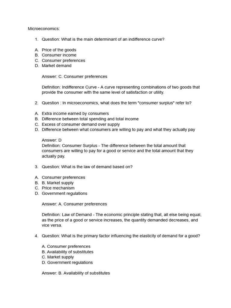 Key Concepts in Microeconomics Explained | PDF