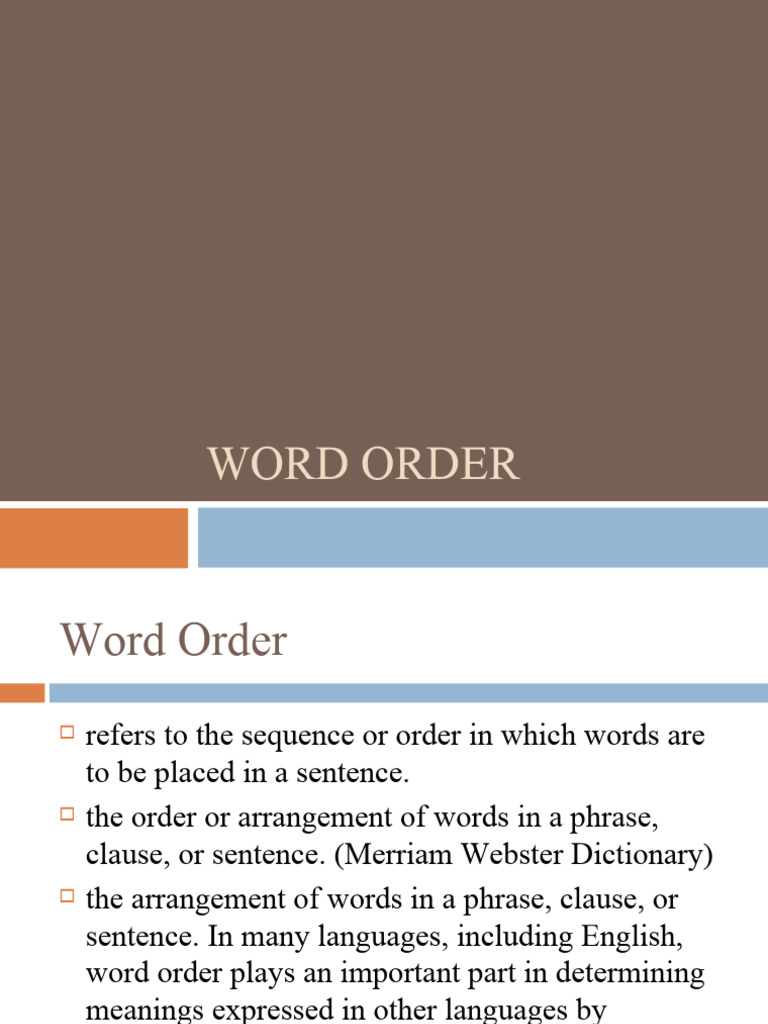 Word Order | PDF | Adverb | Adjective