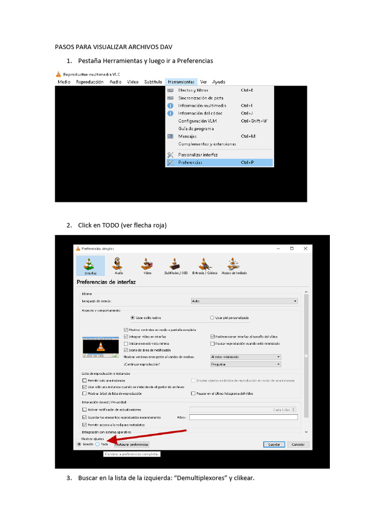 VLC - Pasos para Visualizar Archivos Dav | PDF