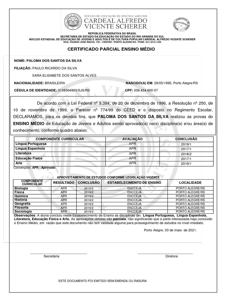 Certificado Parcial Medio | PDF | Brasil Certificado Parcial Medio | PDF | Brasil