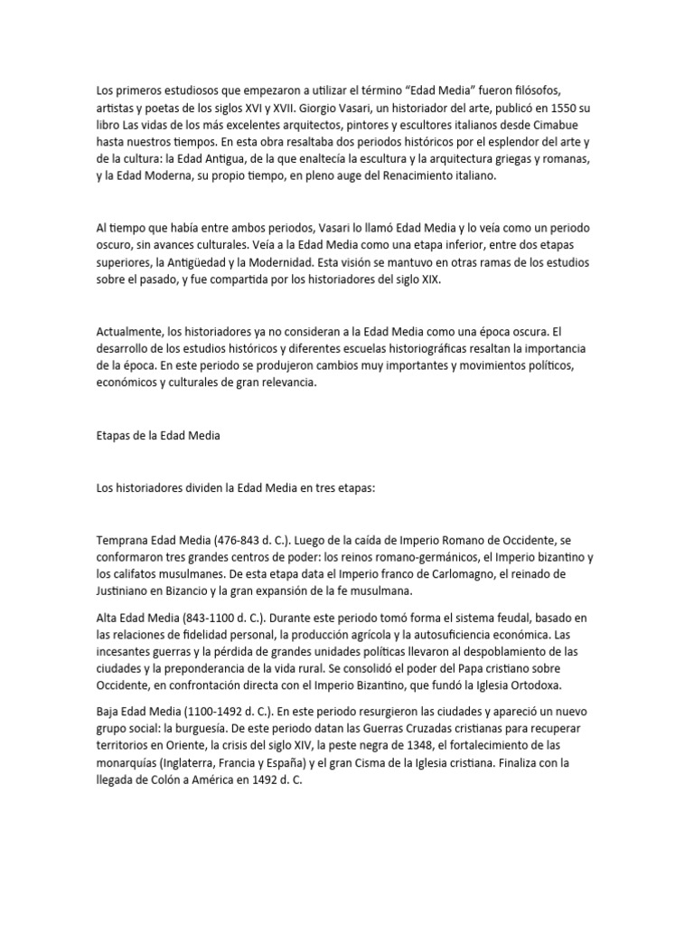 Edad Media | PDF | Edades medias | imperio Bizantino
