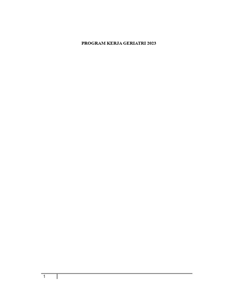 Program Kerja Geriatri 2023 | PDF