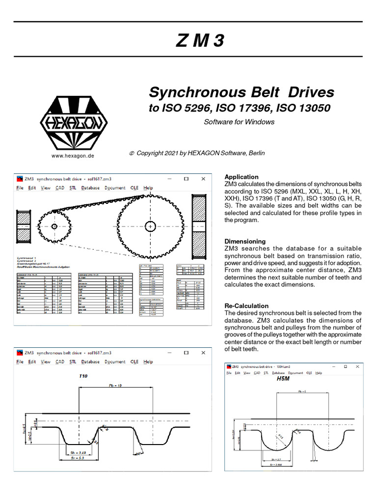 Synchronous Belt Drives: To ISO 5296, ISO 17396, ISO 13050 | PDF | Belt ...