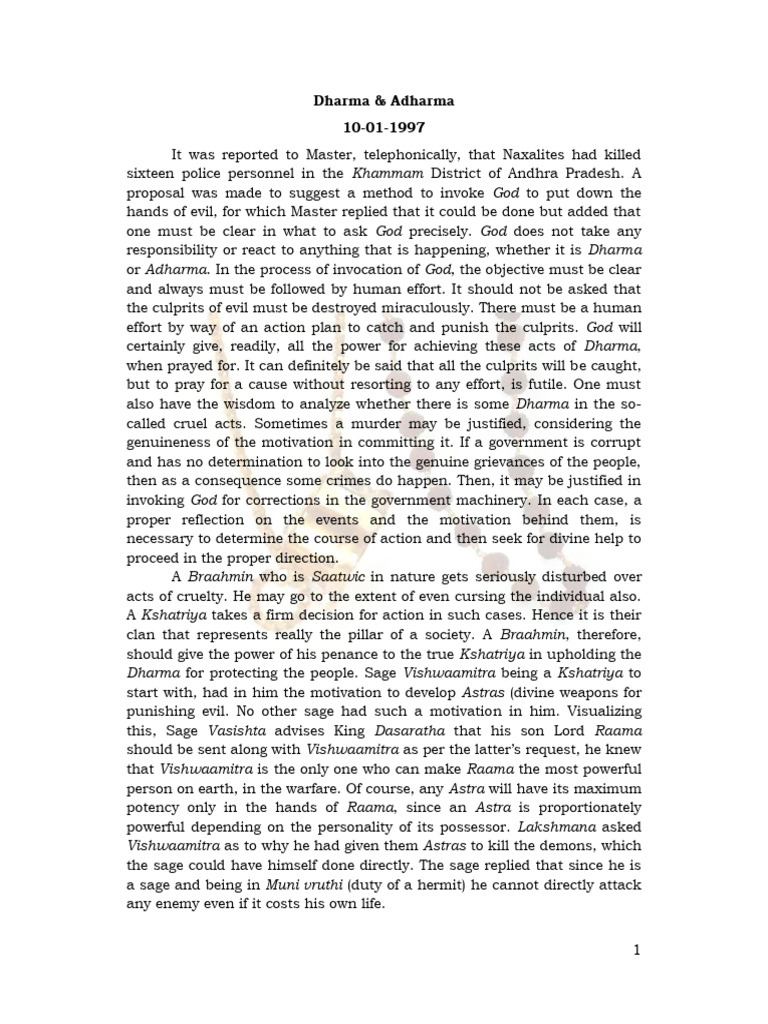 Dharma - Adharma 1997 | PDF | Demons | Religious Belief And Doctrine