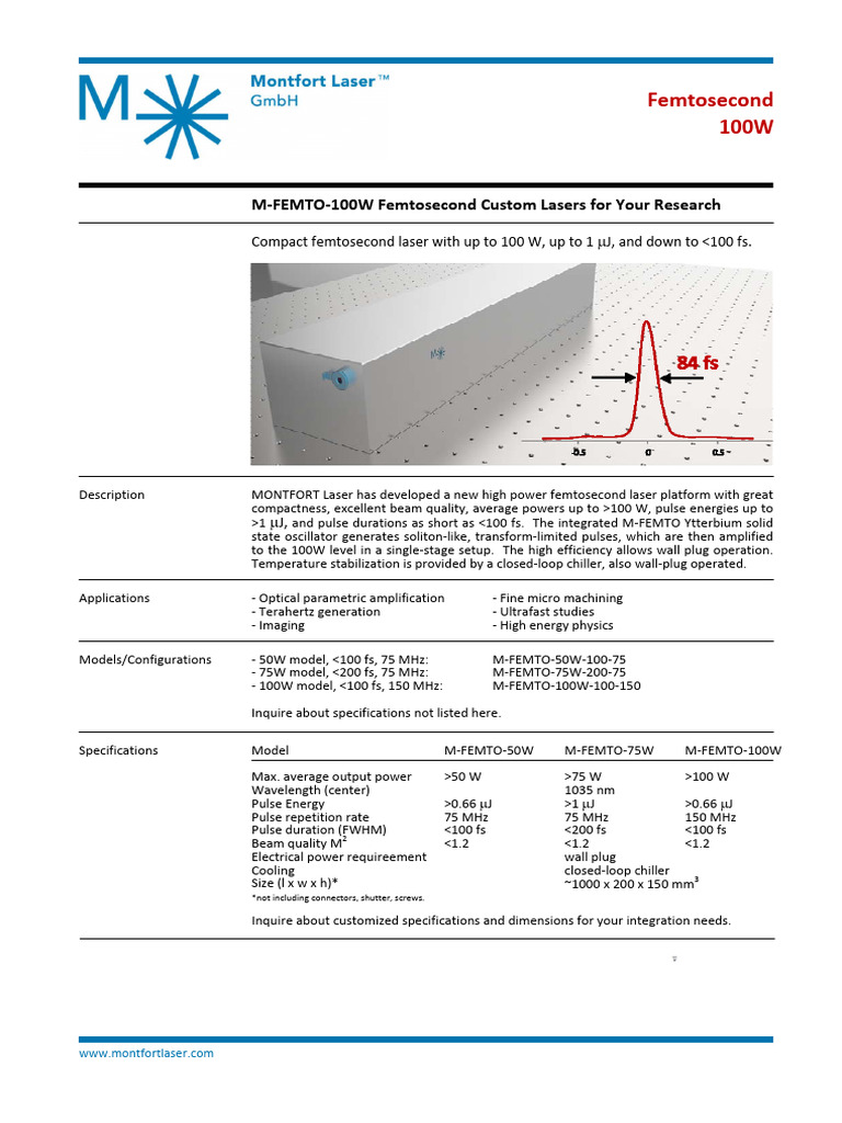 High Power Femtosecond Laser Platform | PDF | Laser | Electromagnetic Radiation