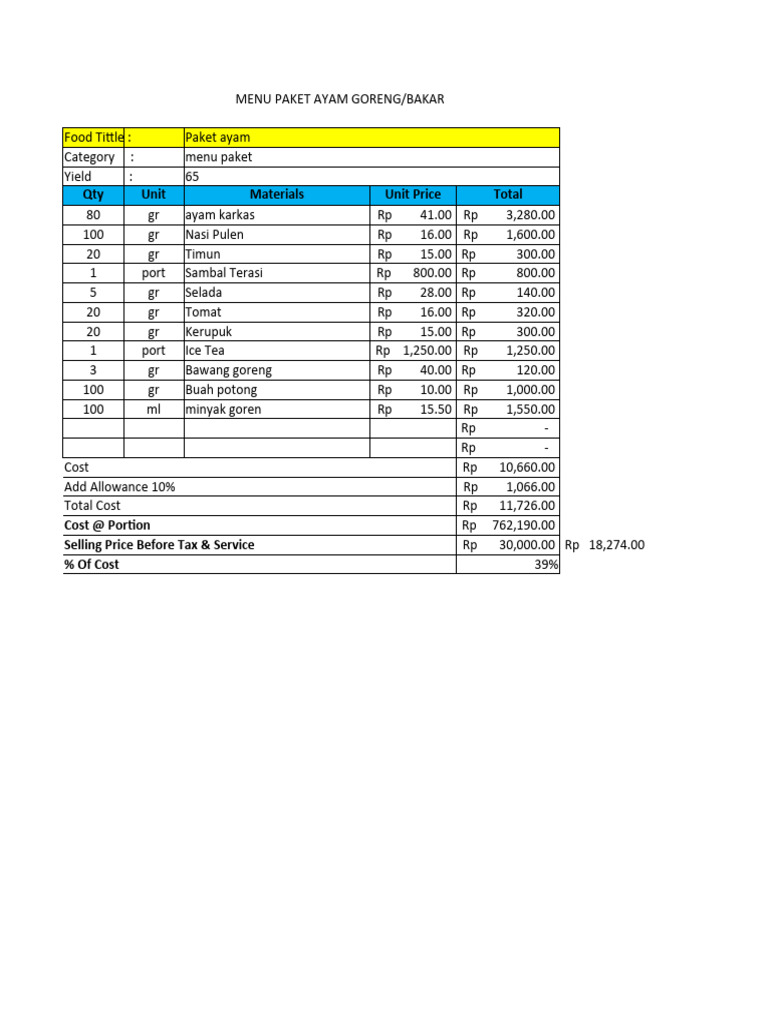 Menu Paket | PDF | Condiments | Indonesia