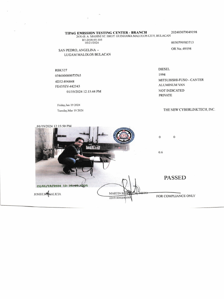 Valid Air Emission Test Result 2024 | PDF