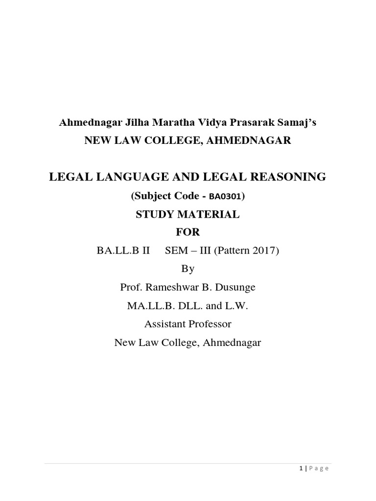 Legal Language and Legal Resoning | PDF