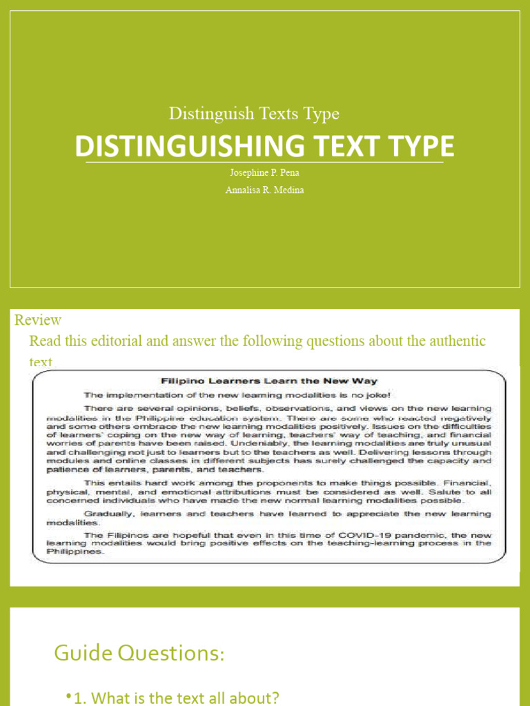 Understanding Different Text Types | PDF | Learning | Cognitive Science