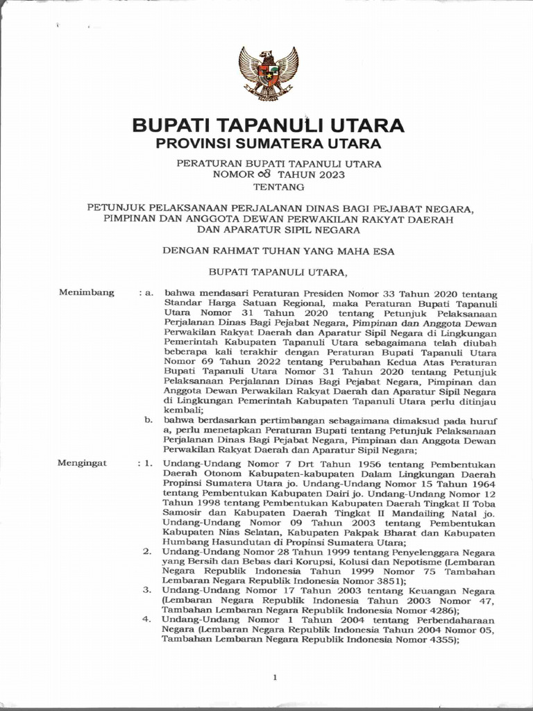 Perbup SPPD Nomor 08 Tahun 2023 | PDF
