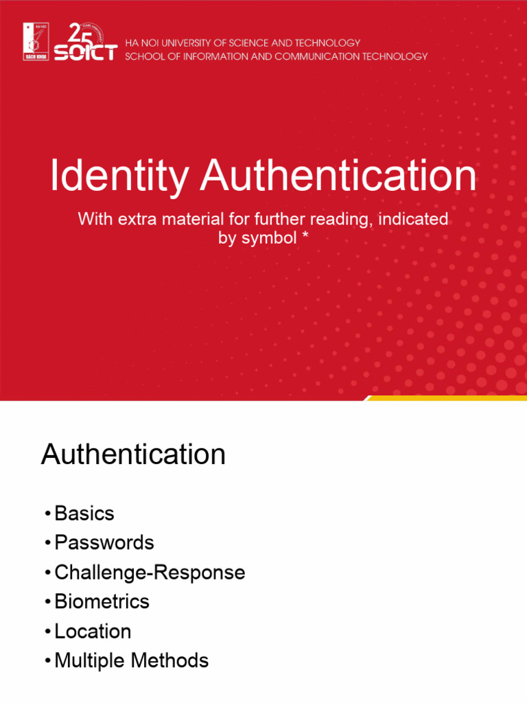Identity Authentication: With Extra Material For Further Reading, Indicated by Symbol | PDF ...