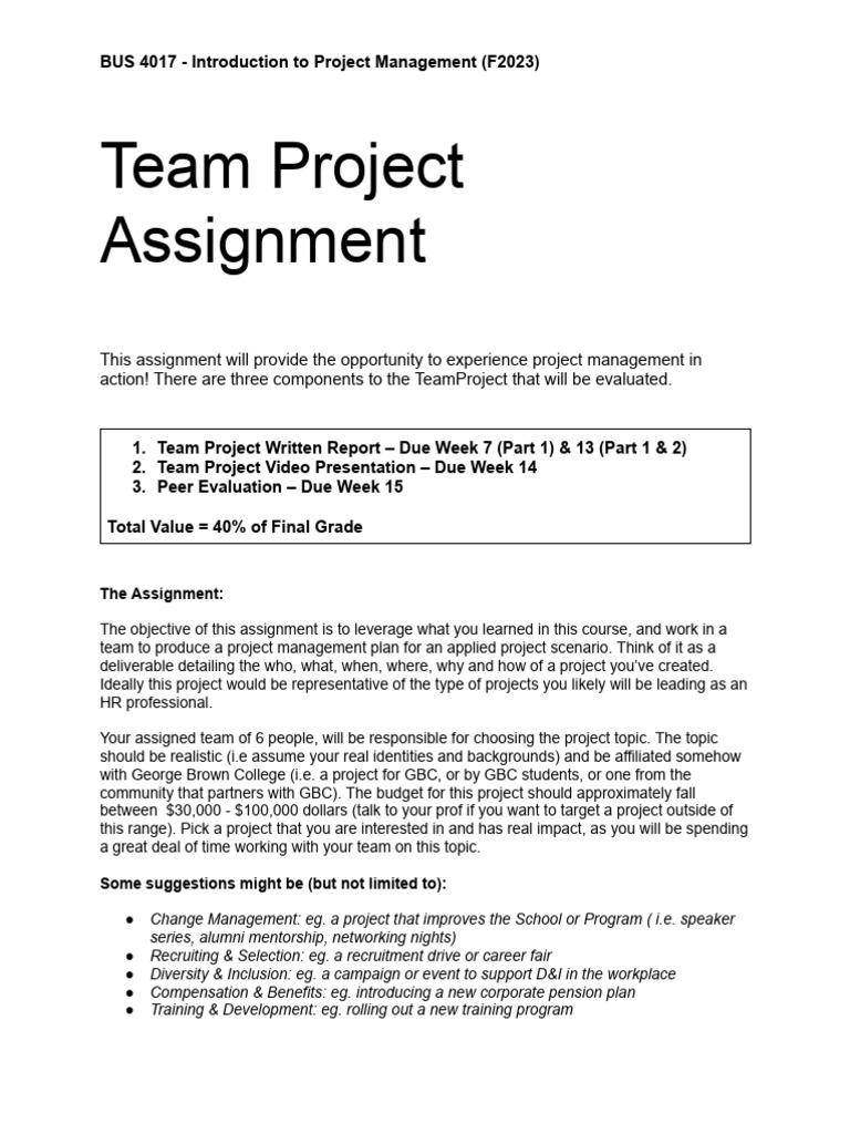 BUS 4017 Project Overview | PDF | Project Management | Human Communication