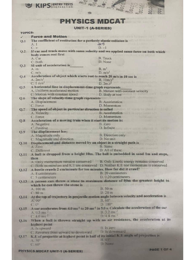 KIPS 2023 Unit 1 Reg +key | PDF