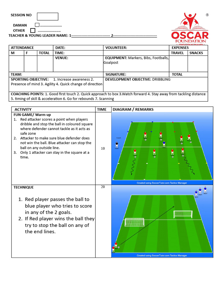 Football Dribbling Training Session Plan | PDF | Association Football ...