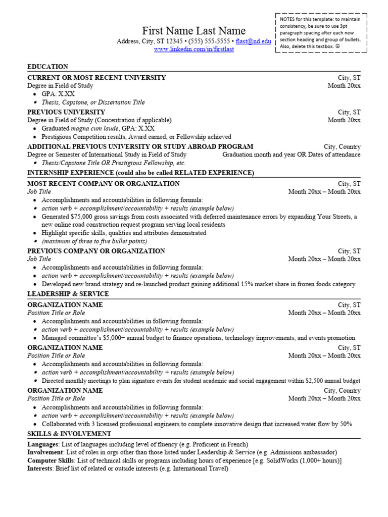Comprehensive Resume Template Guide | PDF | Business