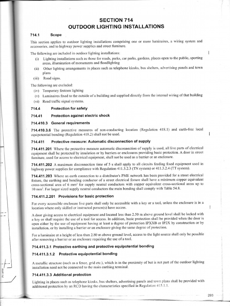 Section 714 Oudoor Lighting | PDF | Electrical Wiring | Electrical ...