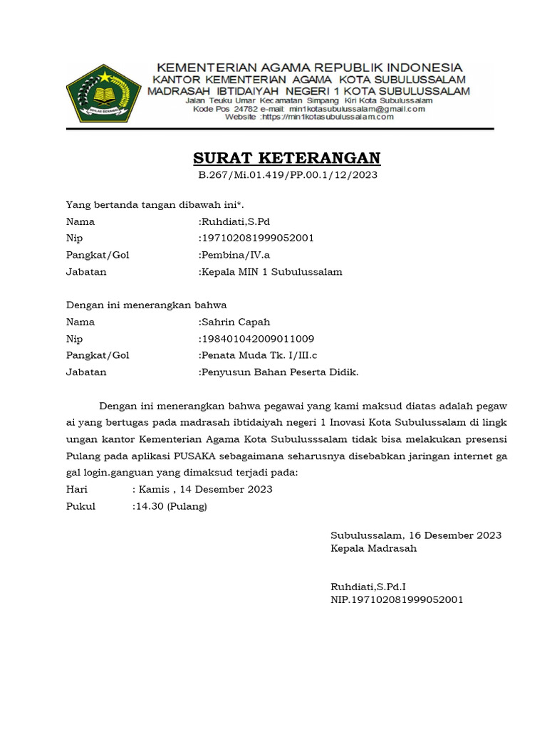 Surat Keterangan SC | PDF
