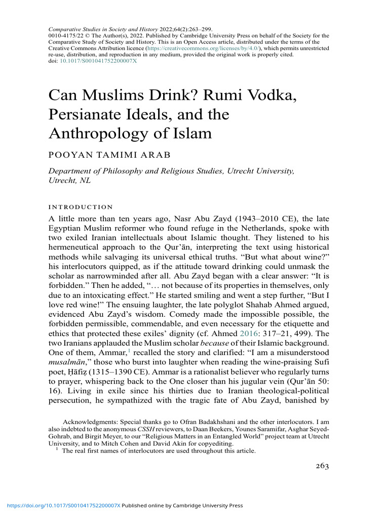 Can Muslims Drink Rumi Vodka Persianate Ideals and The Anthropology of ...