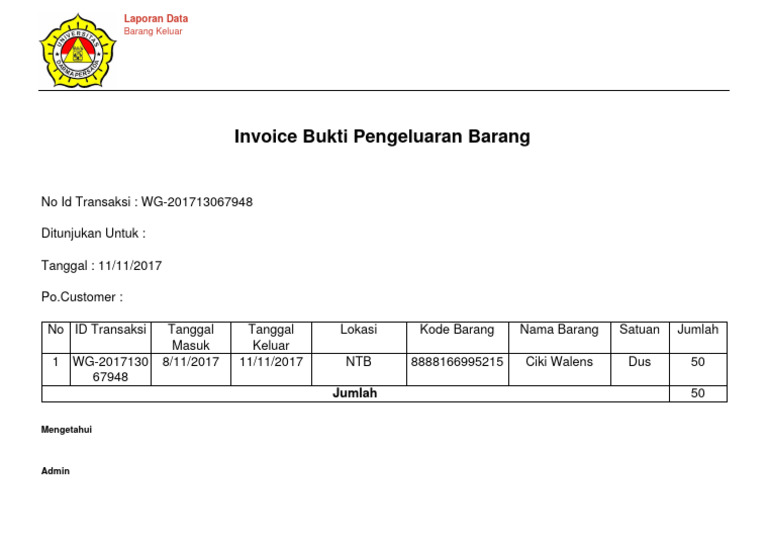 Invoice Barang Keluar | PDF