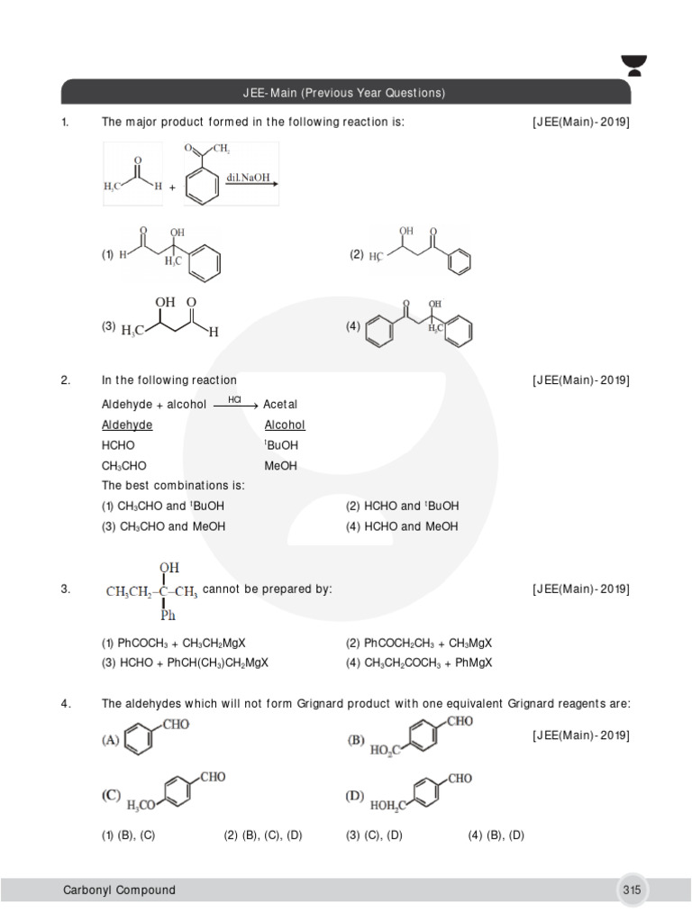 Major Products of Carbonyl Reactions | PDF | Aldehyde | Methyl Group