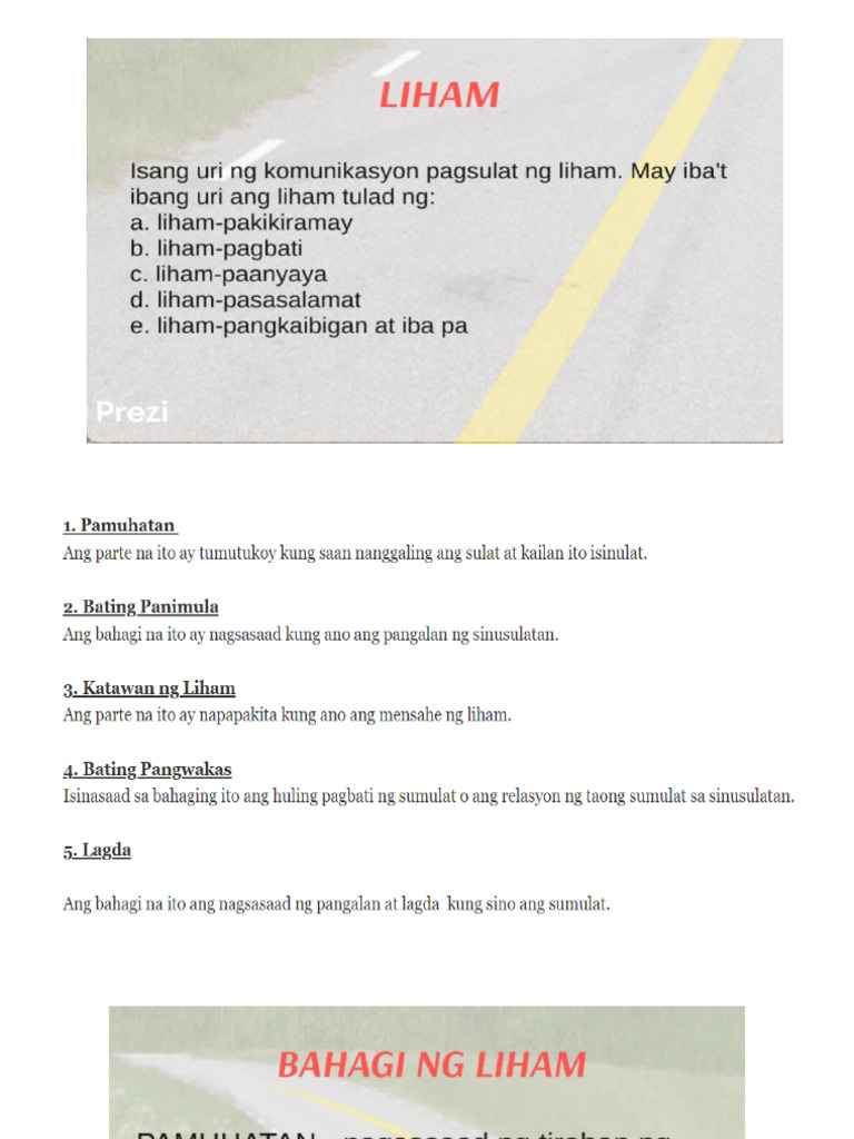 Bahagi NG Liham | PDF