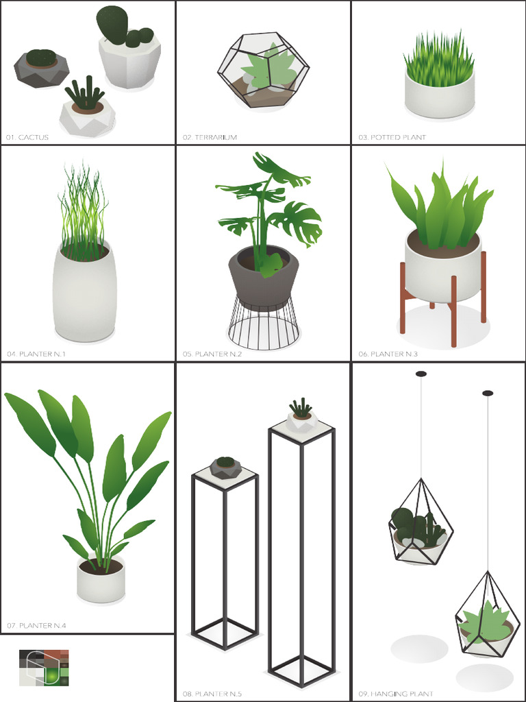 Isometric Vegetation Pack - Indoor Plants | PDF