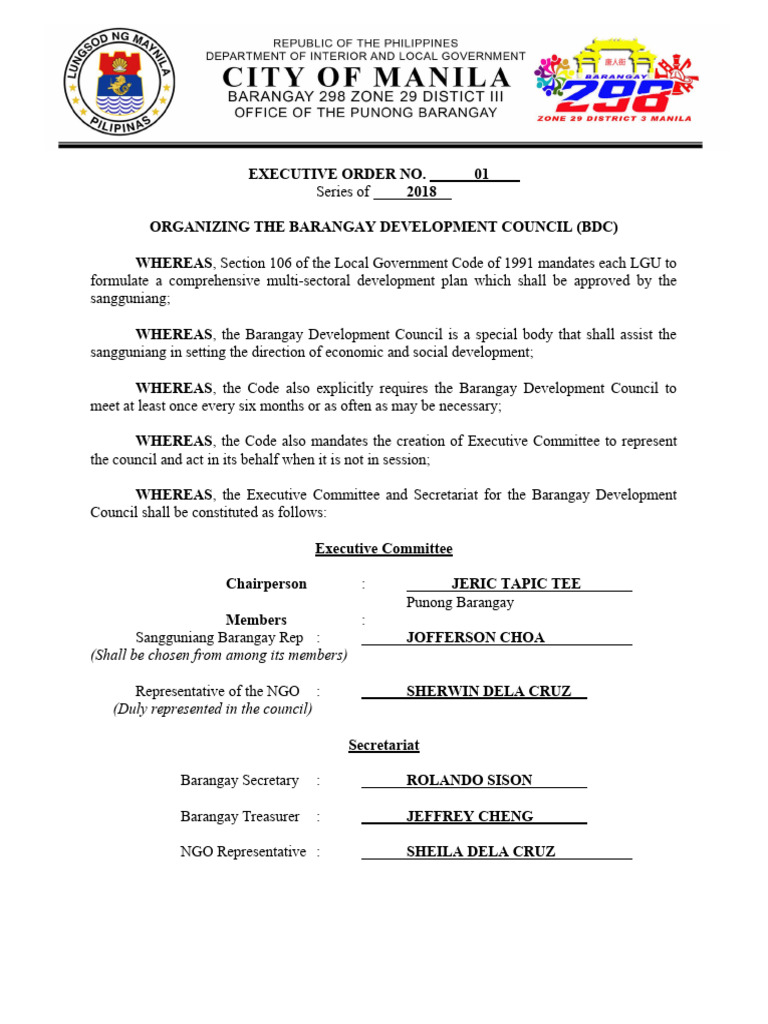 01 Barangay Development Council | PDF | Justice | Crime & Violence
