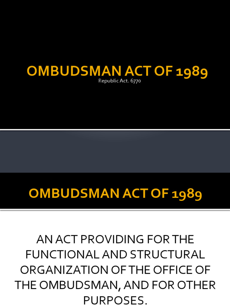 Ombudsman Act of 1989 | PDF | Impeachment | Witness