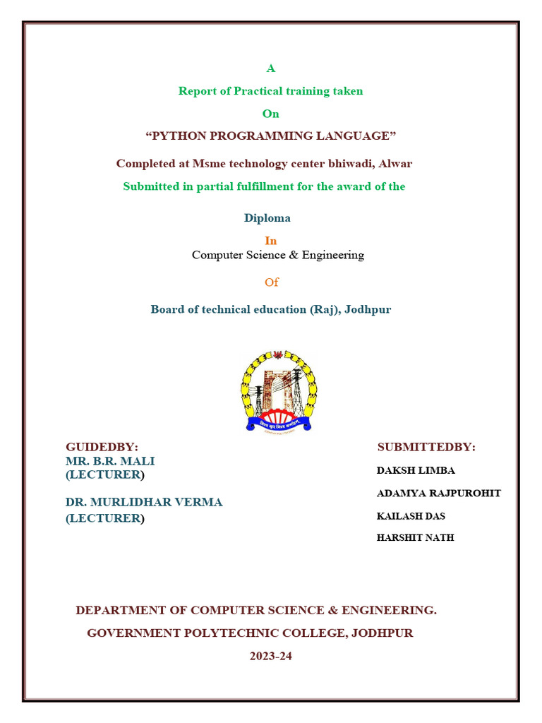 Practical Training Daksh Pdf Data Type Python Programming Language