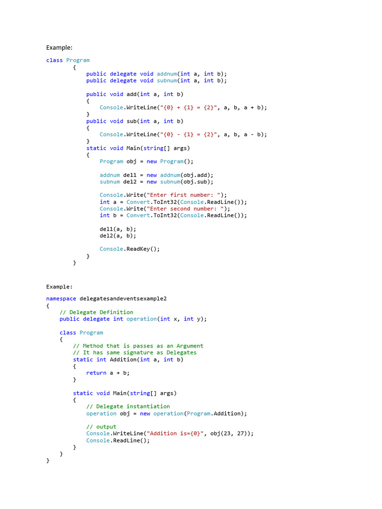 Delegates and Events Programs | PDF