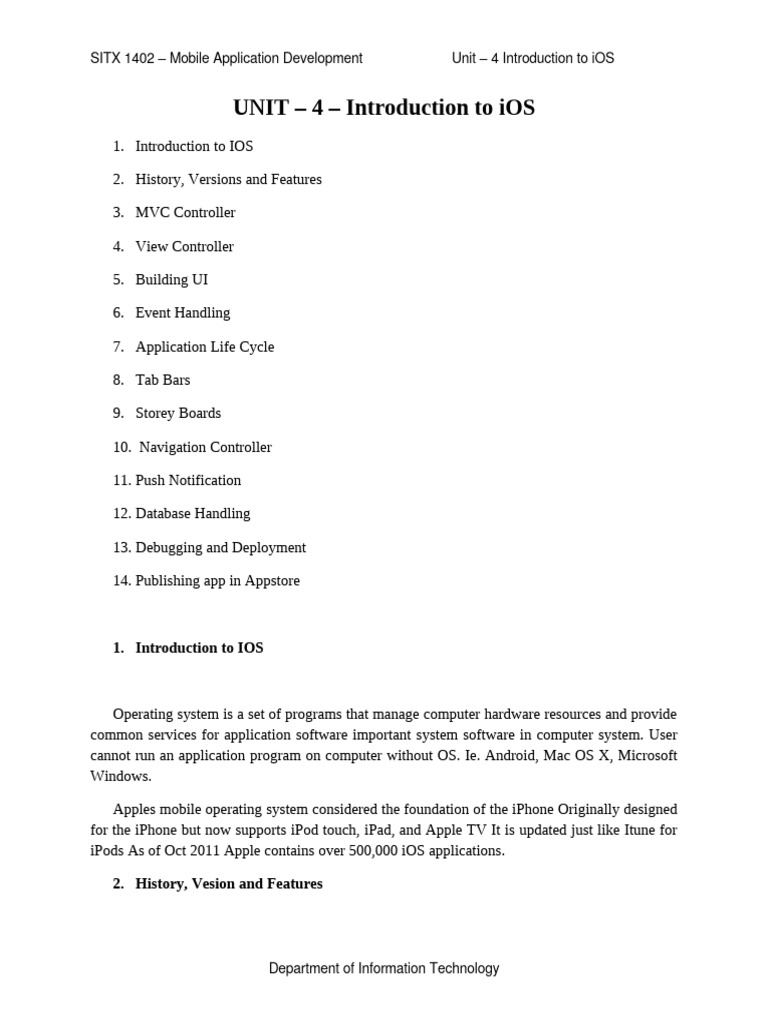 UNIT4 Ios | PDF | Ios | Model–View–Controller