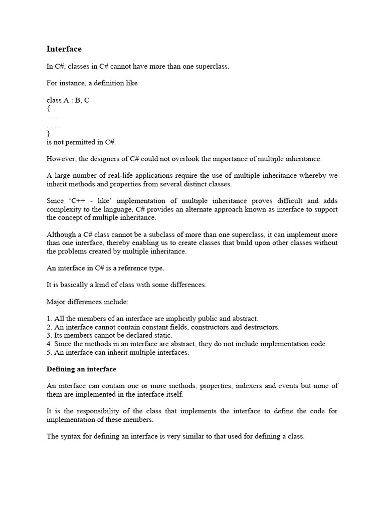 Interface Pdf Inheritance Object Oriented Programming Class Computer Programming