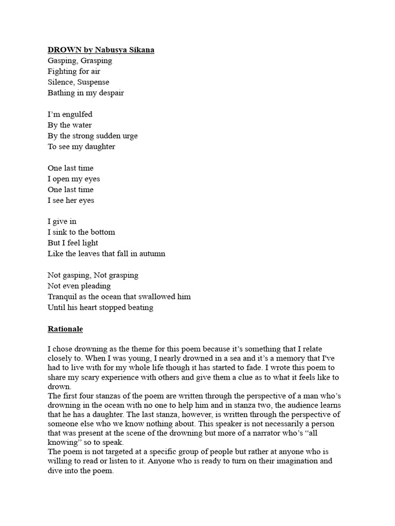 Drown Poem | PDF | Poetry