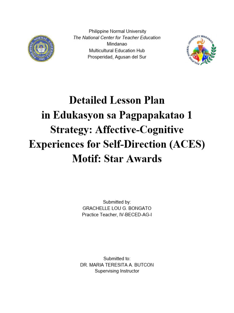 Detailed Lesson Plan in Teaching ESP 1 - My Potentials (ACES) | PDF ...