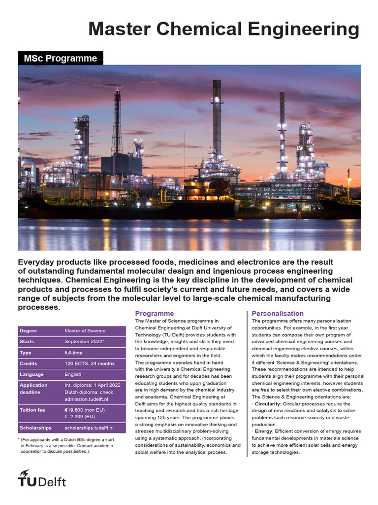 TNW - Chemical Engineering - MSC | PDF | Engineering | Master Of Science
