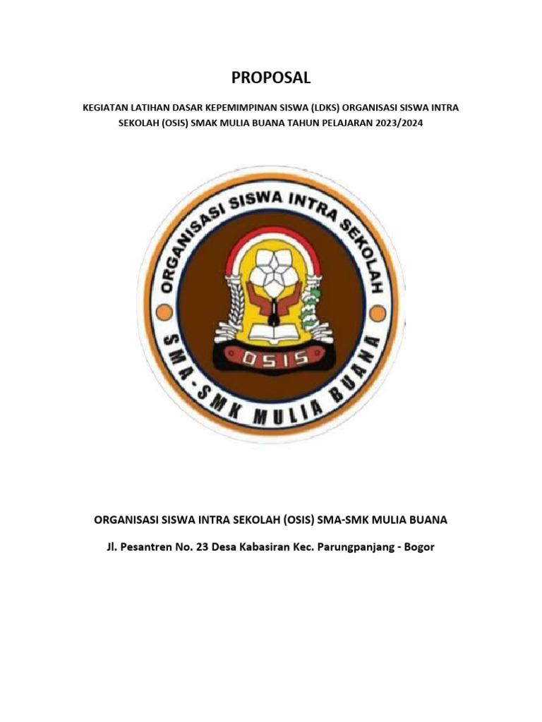 Proposal LDKS OSIS SMK Mulia Buana | PDF